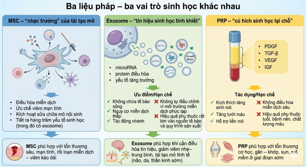 MSC, Exosome và PRP: Khi nào nên phối hợp – khi nào không? – REGENMEDIC